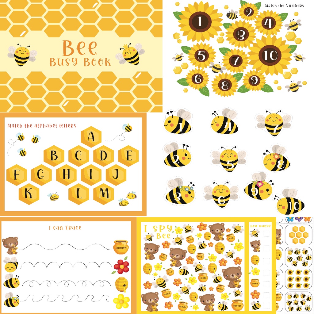 PDF] Bee Busy Book Quiet Book Kids Activity Printable PDF Montessori ...