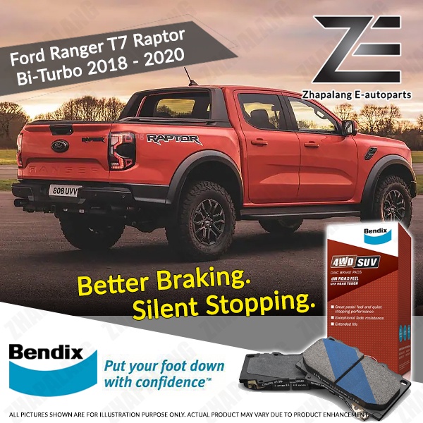 BENDIX 4WD Ford Ranger T7 Raptor Bi-Turbo 2018 - 2020 Rear Brake Pad ...