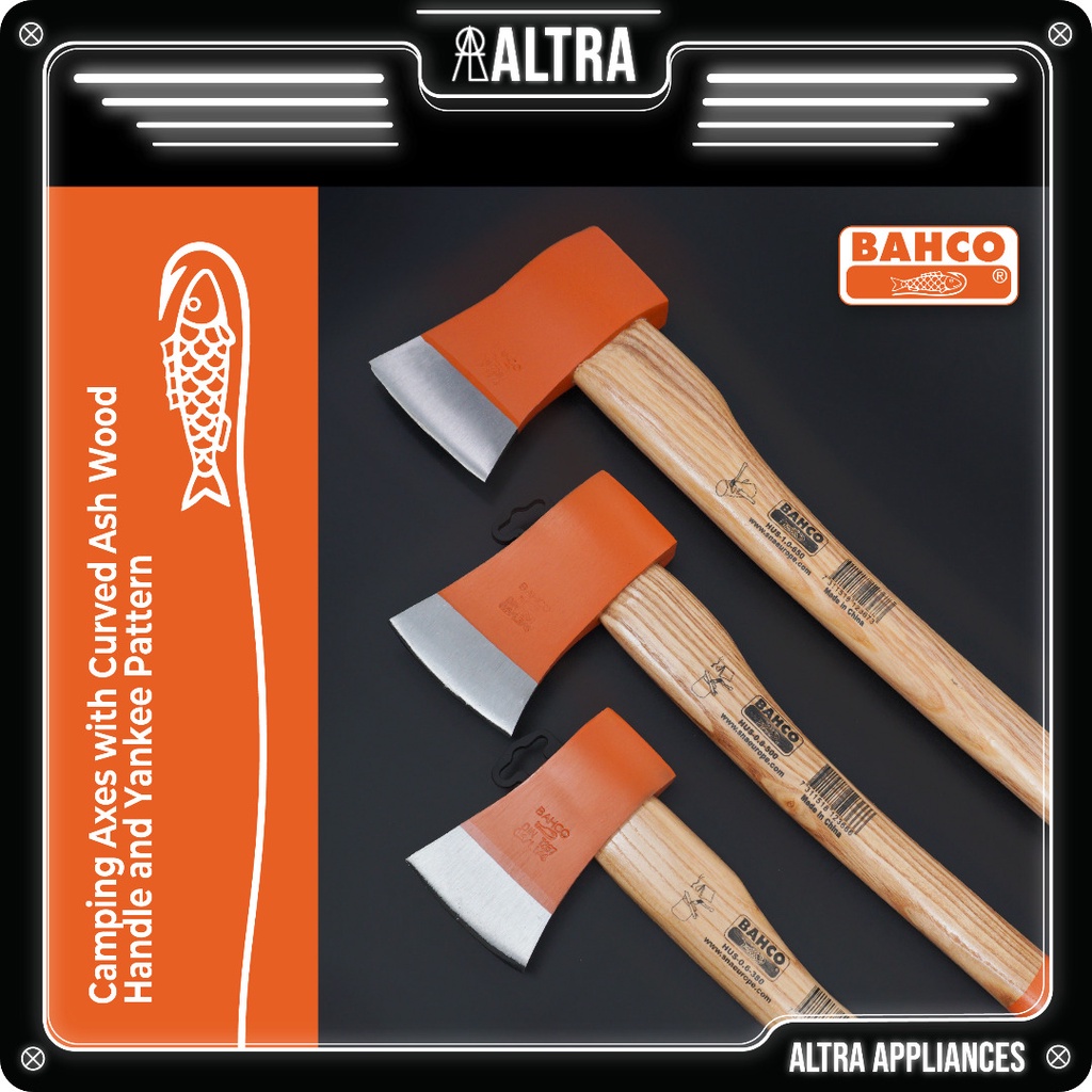 BAHCO Heavy Duty Axe / Kapak Potong Pokok - Curved Ash Wood Handle and ...