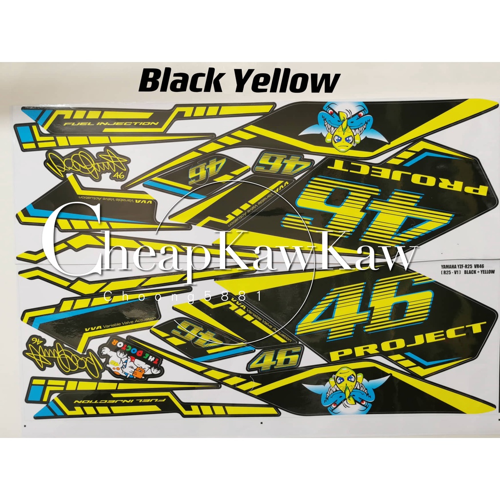 R25 V1 YZF - R25 VR 46 Special Edition ( 1 ) Body Cover Stripe Sticker ...