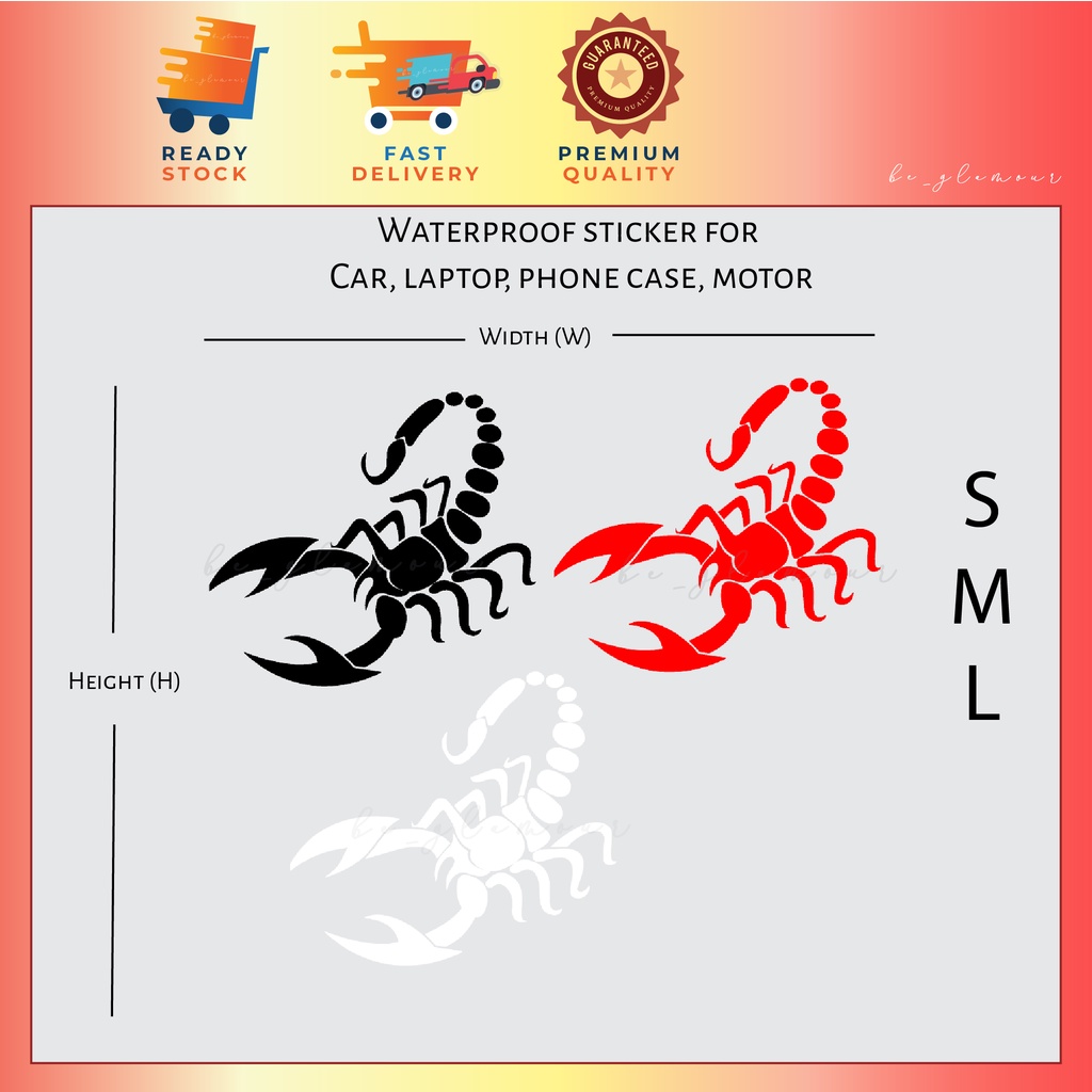 Scorpion sticker reflective stiker kala jengking Kereta pantulan cahaya ...