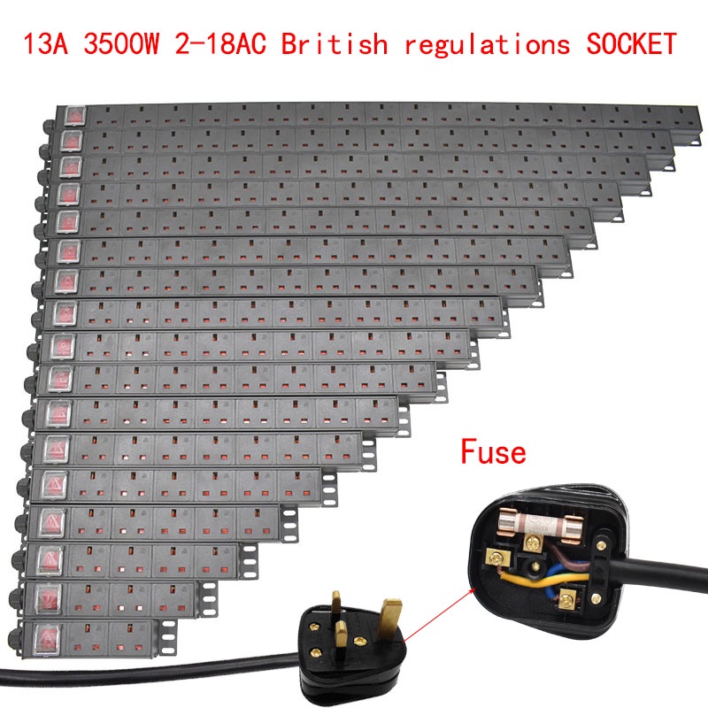 PDU Power Distribution Unit 2-18 Ways Output Socket UK 3 pin Type for ...