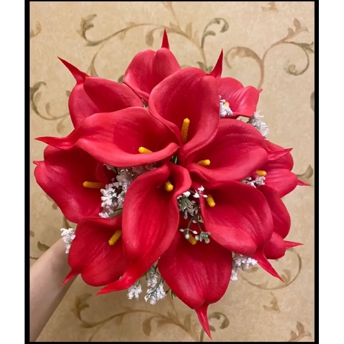 Bunga tangan pengantin tunang/nikah bunga lily with breath | Shopee ...