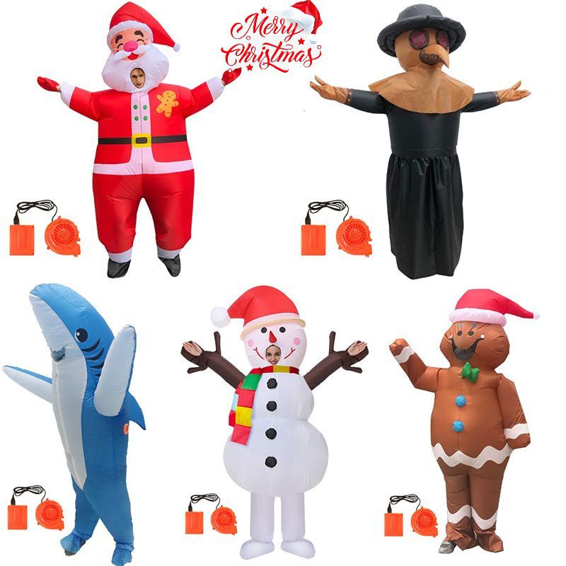 Christmas Adult Santa Snowman Gingerbread Man Inflatable Costume ...