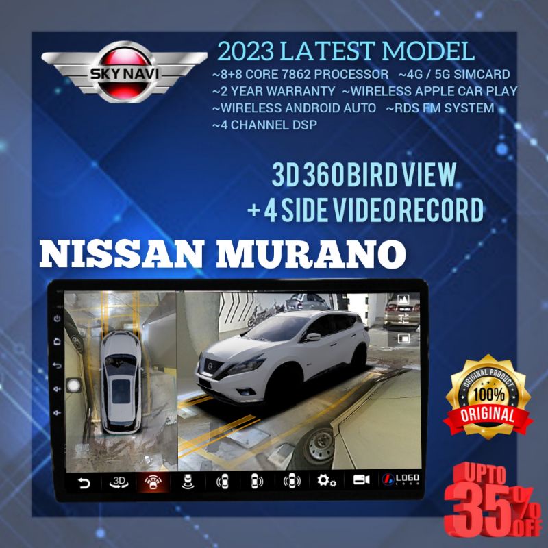 NISSAN MURANO 2003-2008 3D 360 BIRD VIEW + 4SIDE VIDEO RECORD CAR ANDROID PLAYER | Shopee Malaysia