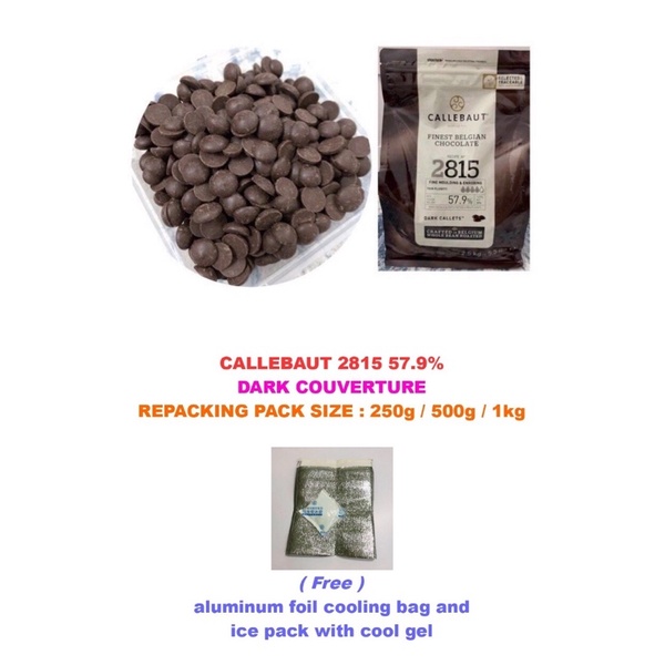 Callebaut 2815 Dark Chocolate Couverture Callets 57.9% Repacking pack ...