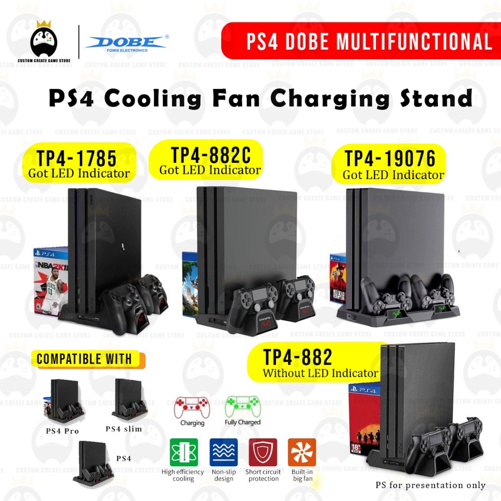 PS4 Dobe Slim / Pro / First Model Multifunction Cooling Stand With LED ...