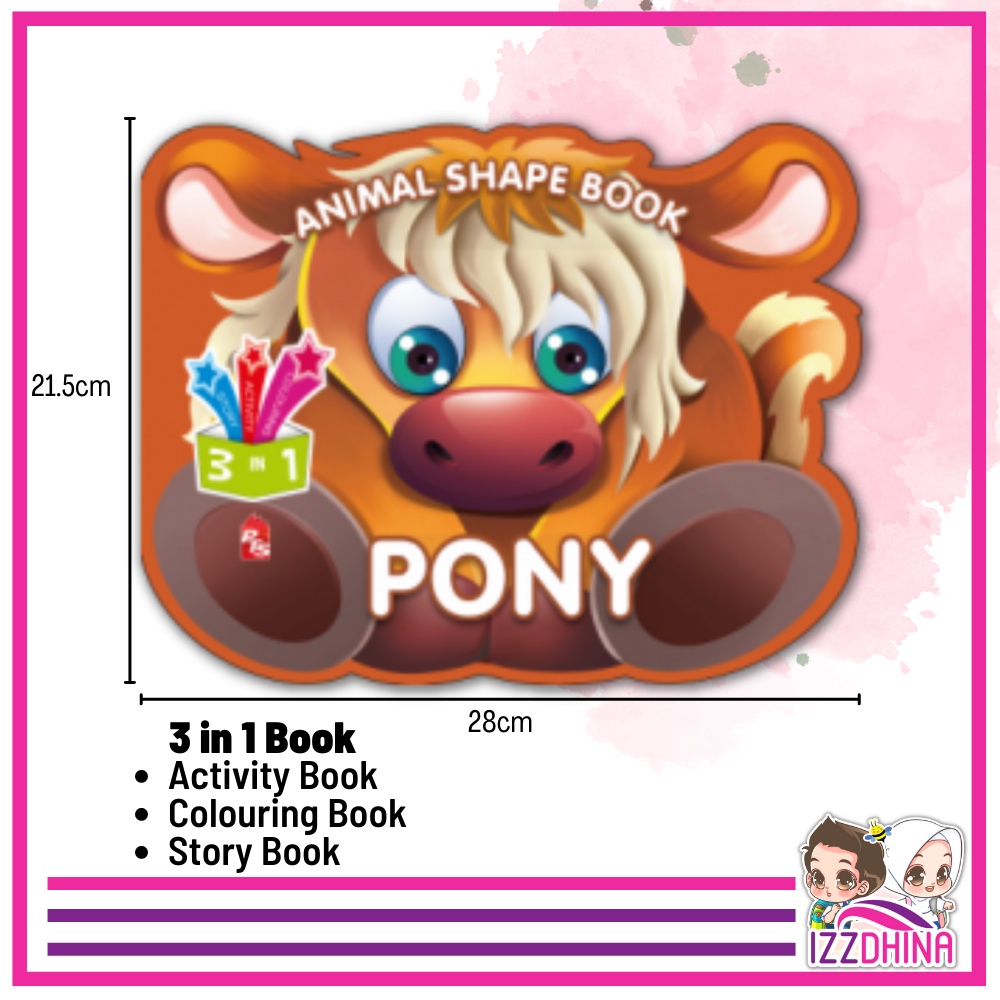 Pony Animal Shape Book | Kids Activity Book | Story Book Colouring Book ...