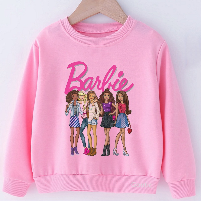 Fashion Kid's Girls Clothes Cartoon Barbie Print Sweatshirts Children's ...