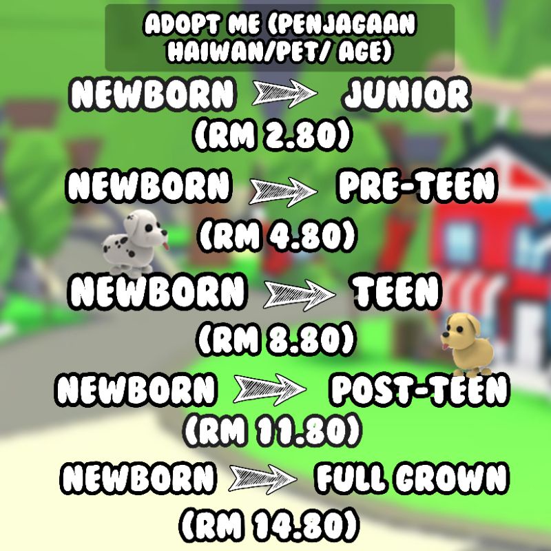 Adopt me Penjagaan haiwan/pet/age full grown ( roblox ) | Shopee Malaysia