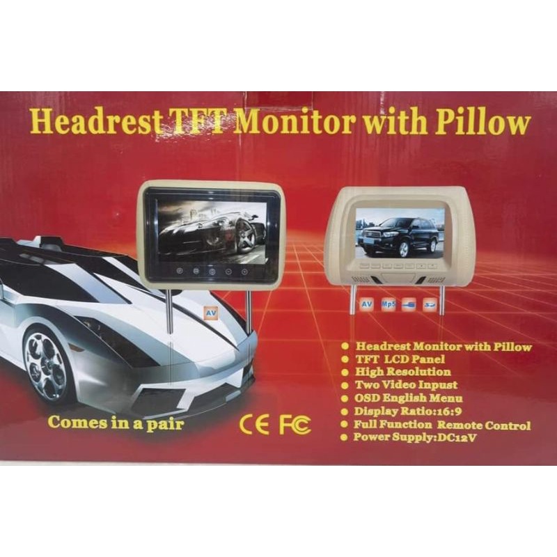 Head Rest TFT Monitor With Pillow 1Sets (2pcs) | Shopee Malaysia