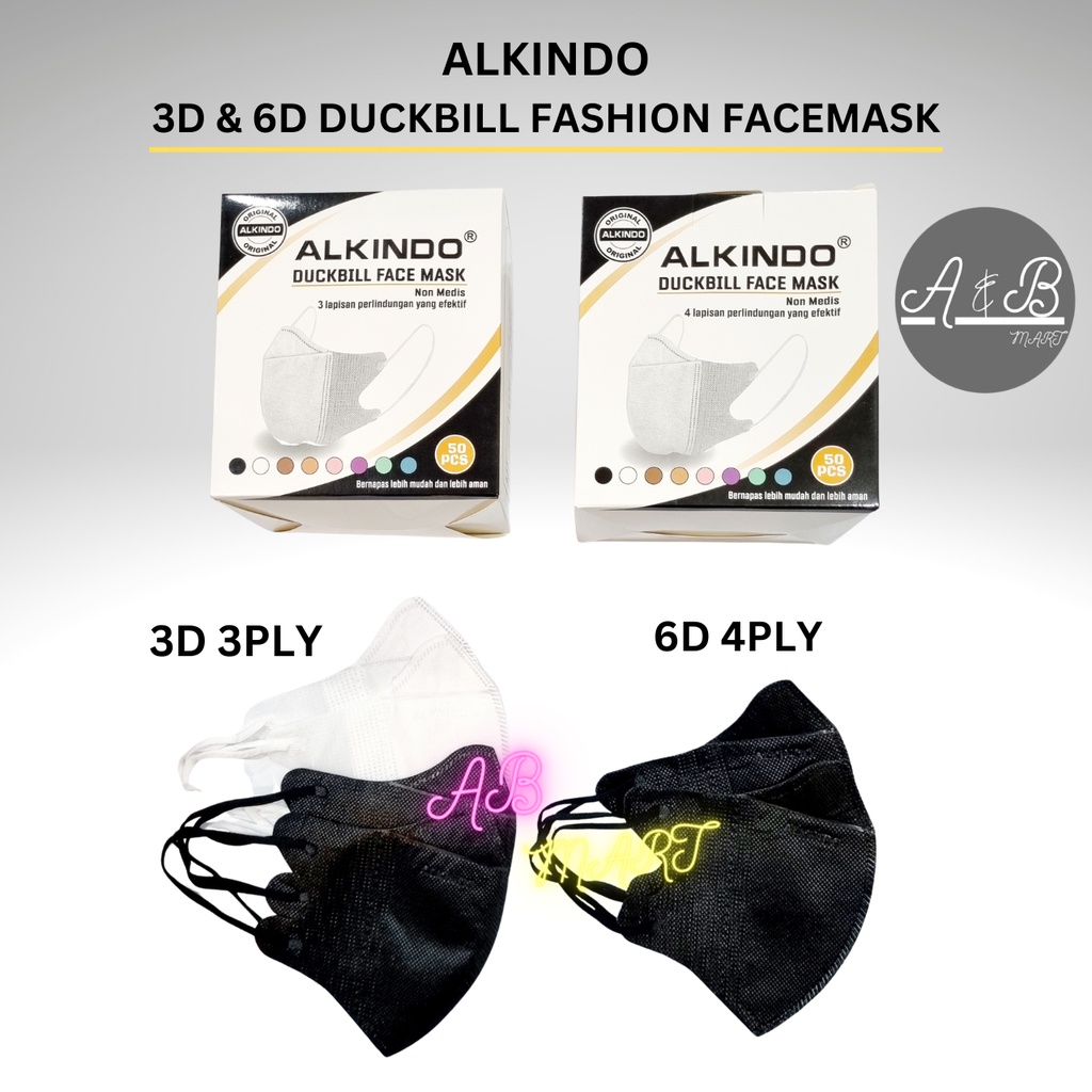 ALKINDO 3D & 6D EARLOOP DUCKBILL MASK [100% ORIGINAL] DUCKBILL Pelitup ...