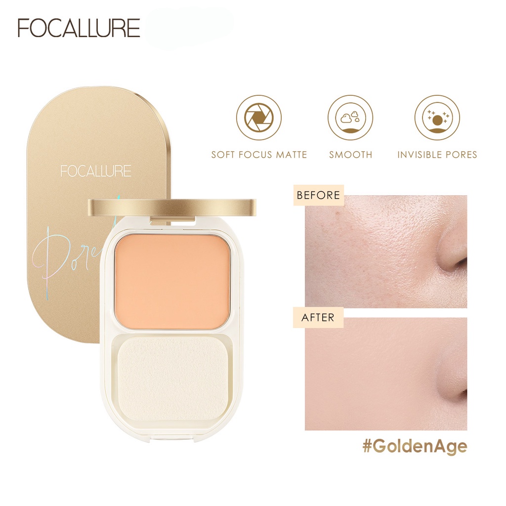 FOCALLURE FA206 2 Way Lasting Poreless Compact Powder Full Coverage ...