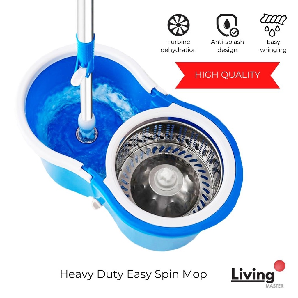 Spin Mop with Stainless Steel Basket & Wheels Multiple Color Choice ...