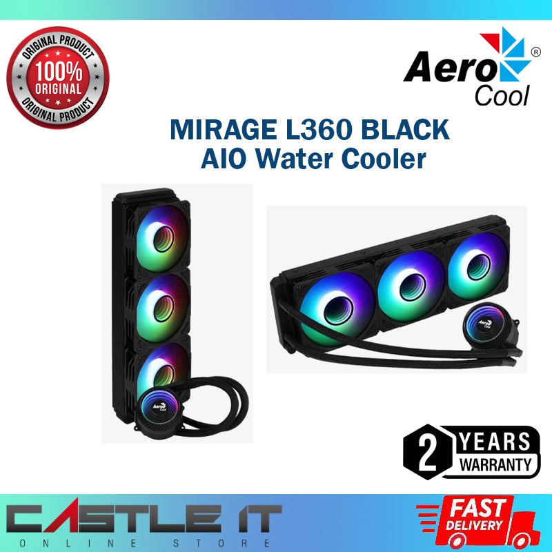 Aerocool MIRAGE L360 BLACK AIO Water Cooler Cooling System ARGB RGB 360MM / L240 - 240MM ...
