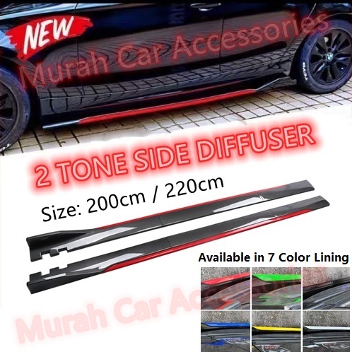 Universal Car Side Skirt BLACK Extensions Rocker Panel Splitters Lip ...
