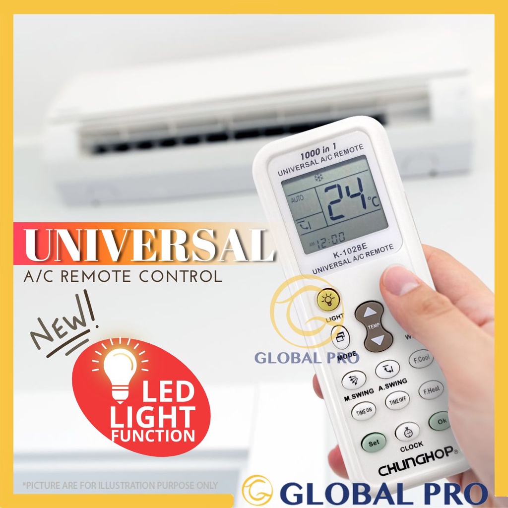 Chunghop Universal Remote Aircond A C Remote Control With Torchlight
