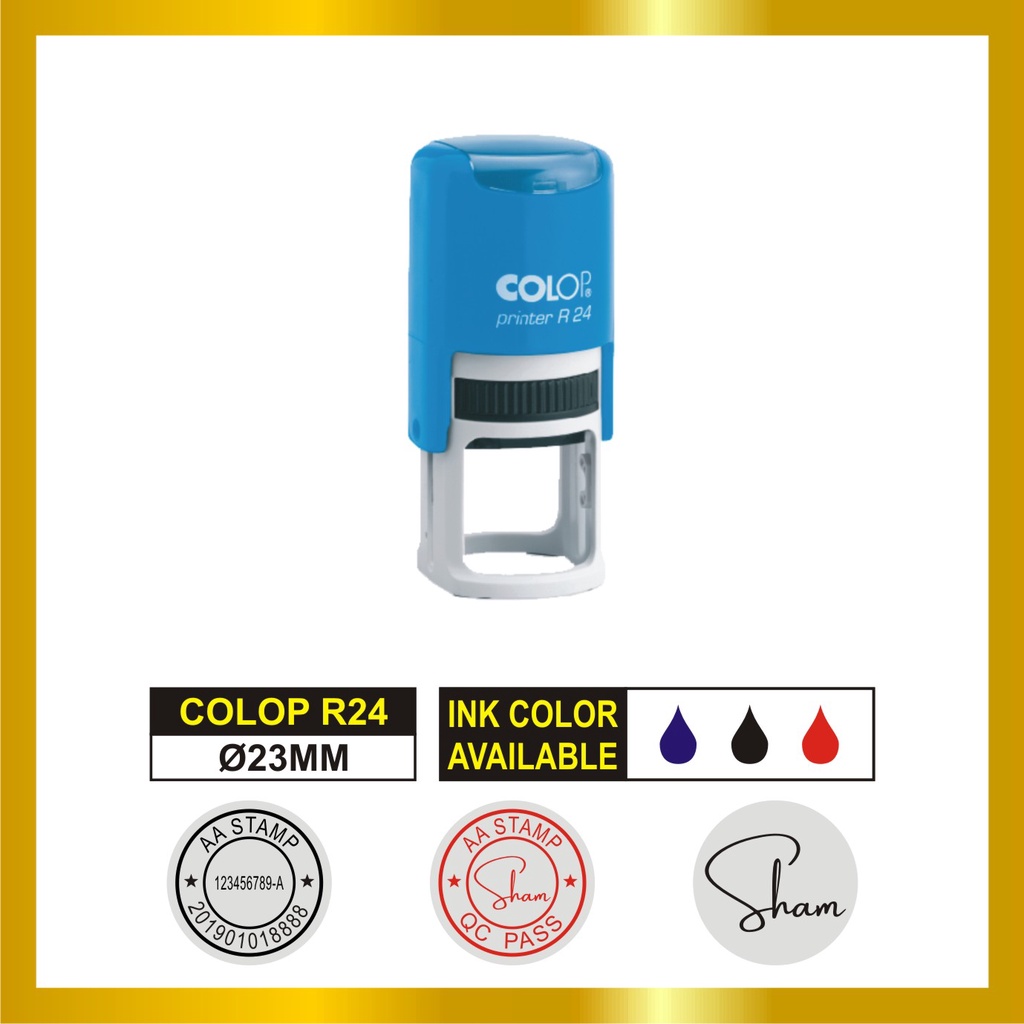 COLOP Stamp Cop Nama Stamp Chop Round Rubber Stamp Name Stamp Rubber ...
