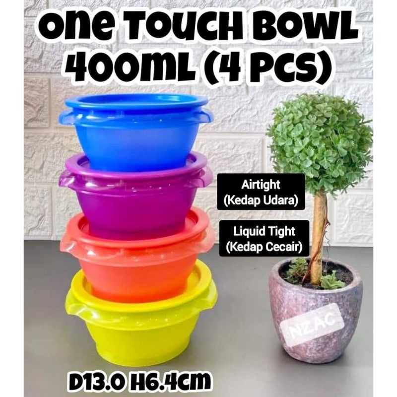 Tupperware One Touch OT Bowl 400ml (1) Airtight Limited Edition (Airtight / Liquid) | Shopee ...