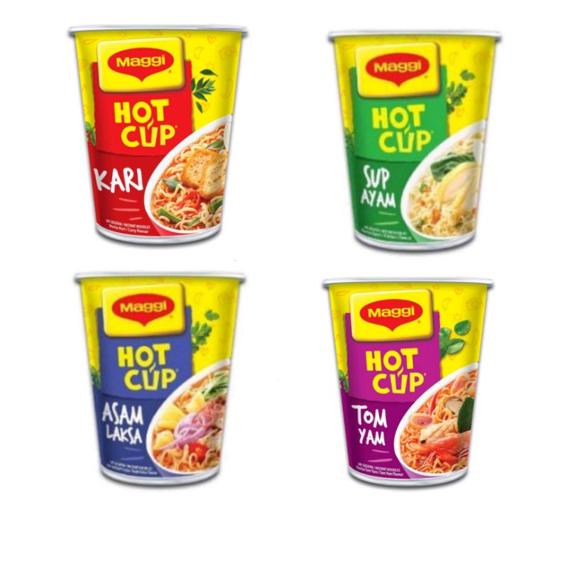 MAGGI Hot Cup Kari Curry 58g | Sup Ayam 57g | Tom Yam | Asam Laksa 59g ...
