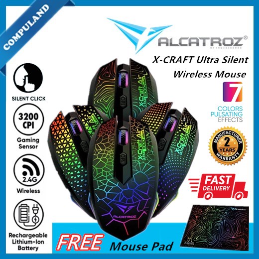 [ NEW ] Alcatroz X-Craft Air Ultra Silent Wireless Gaming Mouse [FOC ...