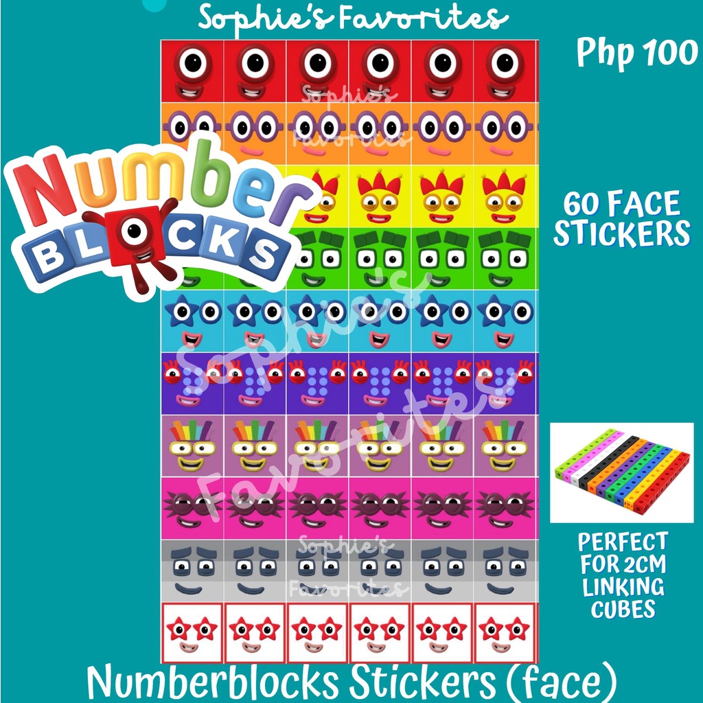 Numberblocks Stickers - 60 face stickers - Glossy Sticker for Linking ...