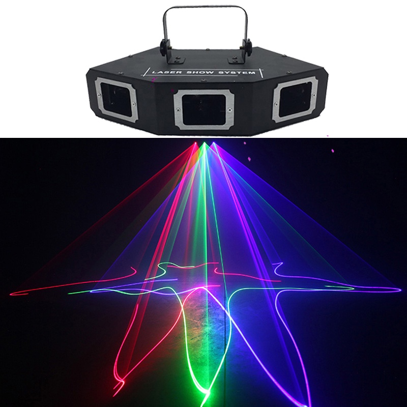 Dj Lights 3 Heads Beam Line Scan Laser RGB Disco Stage Effect Light KTV ...