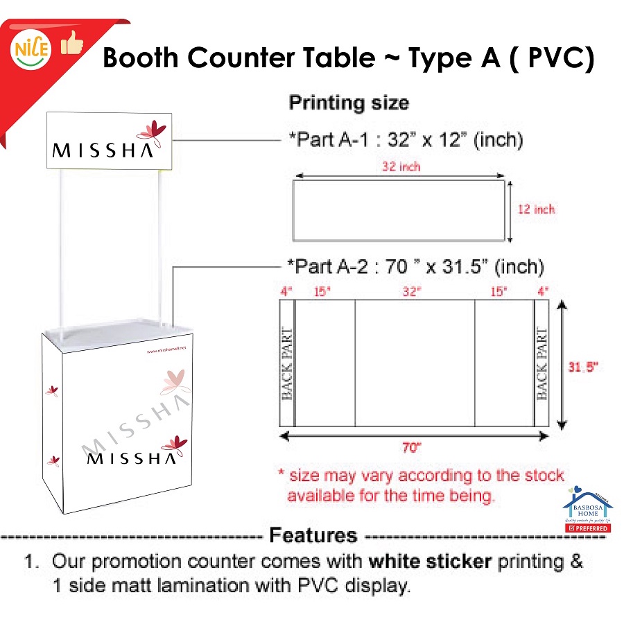 ( ️READY STOCK ️) Premium Counter Booth / Fold-able PVC Promotion Table ...