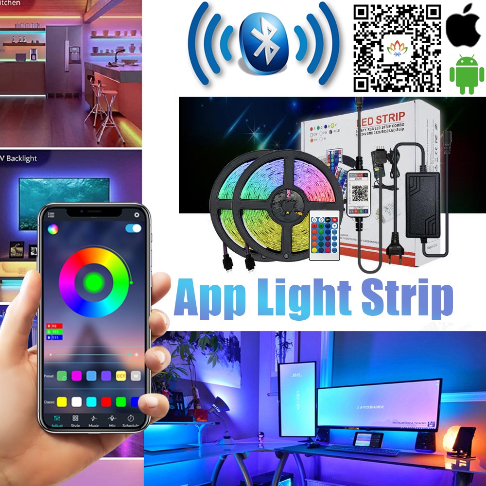 RGB SMD 5050 Flexible Ribbon LED Light Strip Set 5M 10M 15M ...