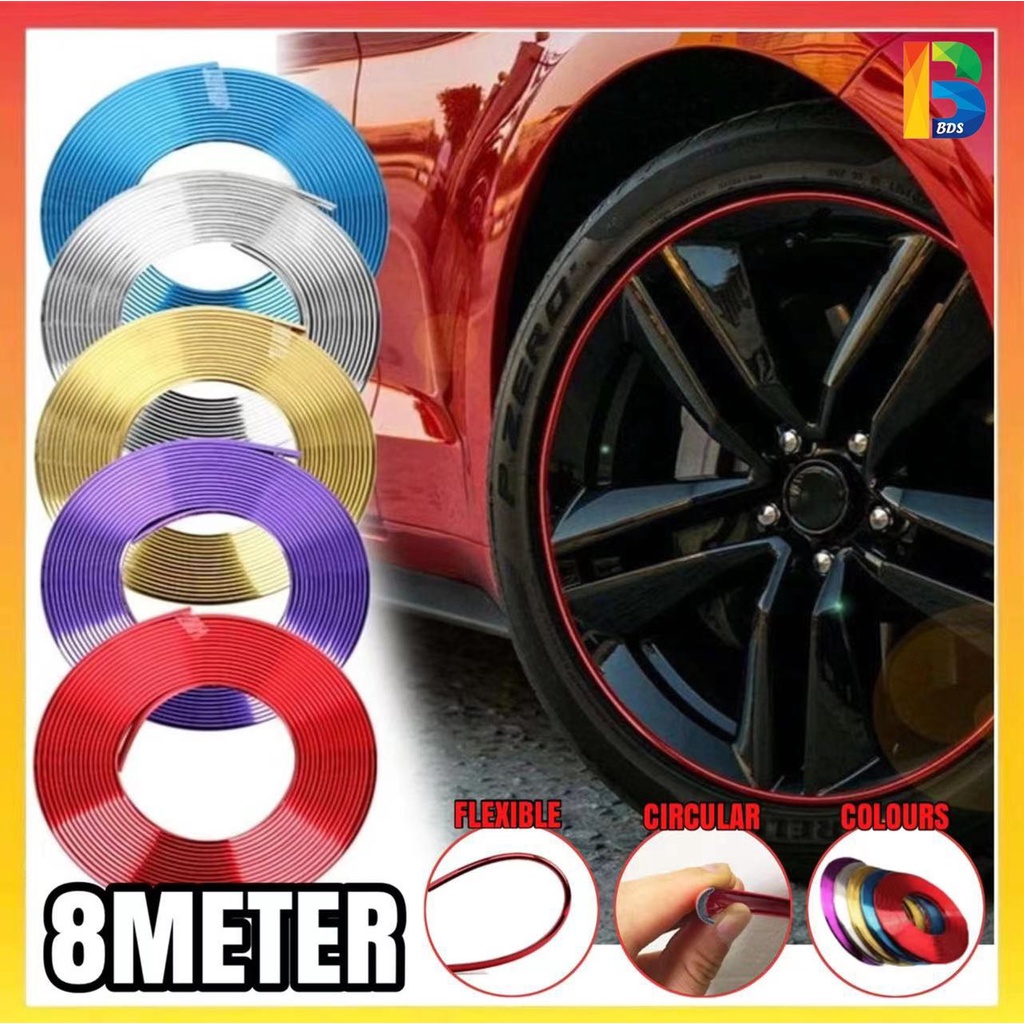 8Meter Car Wheel Rim Tire Sticker Lining Strip Front Grille Tayar Tire ...