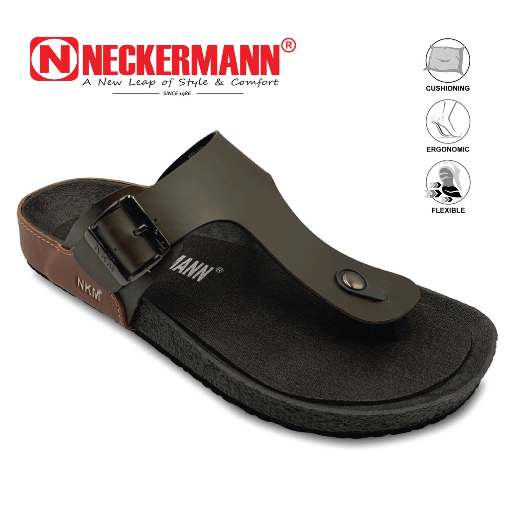 Neckermann Men's Vasari Classic Comfort Thong Sandals - Brown/Navy ...