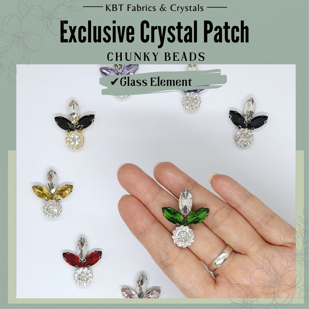 [1pcs] Iron on Exclusive Glass Crystal Patch Manik Tampal Diamond ...