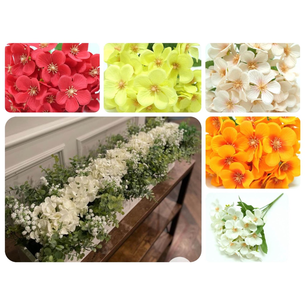 Artificial Flower Silk Hydrangea 5 head/Home deco/Bouquet/Gubahan bunga ...