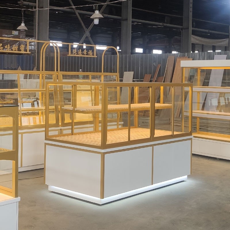 Bread cabinet display cabinet Nakajima bread rack glass display rack ...