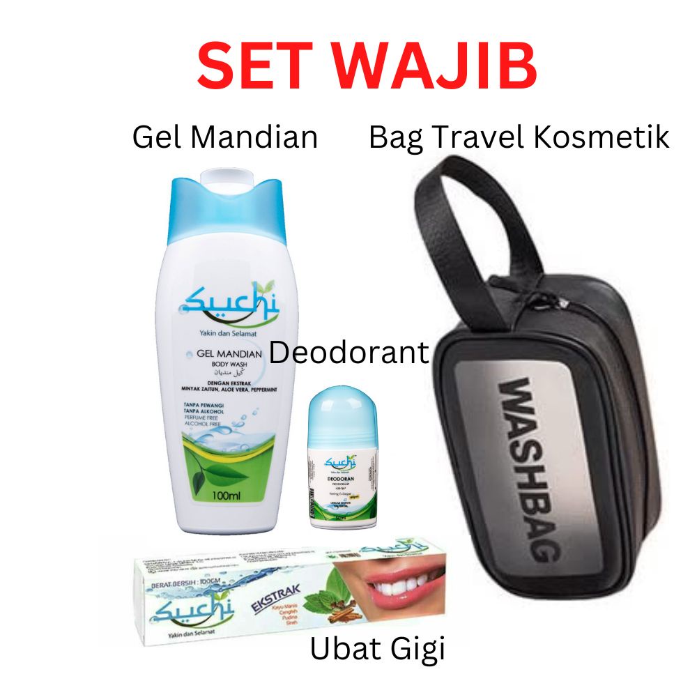 Barang umrah haji Suchi sabun kosmetik gel mandian syampoo set travel ...