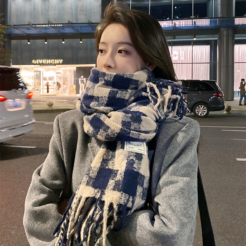 Womens Soft Scarf Fashion Long Plaid Shawls Wraps Grid Winter Warm ...