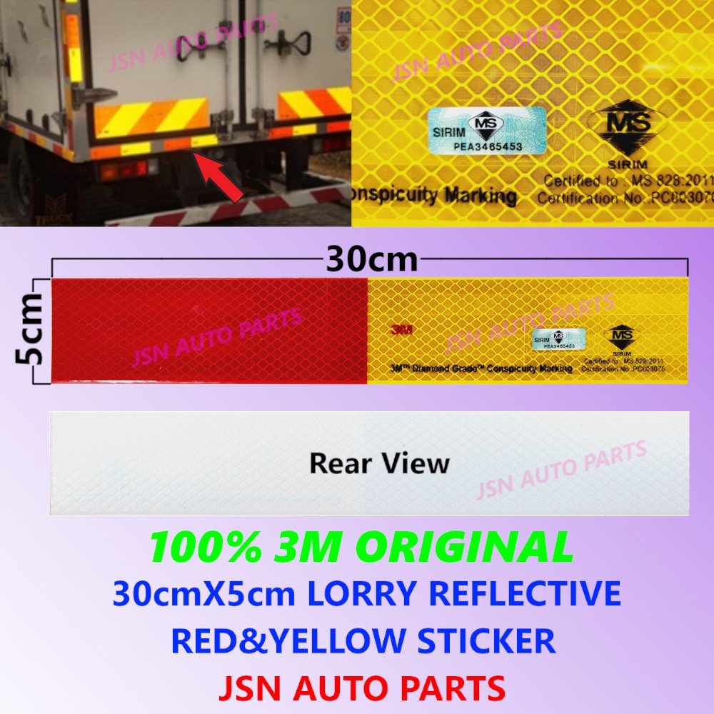 30CM X 5CM 3M ORIGINAL LORRY REFLECTIVE STICKER W/SIRIM APPROVED LORRY ...
