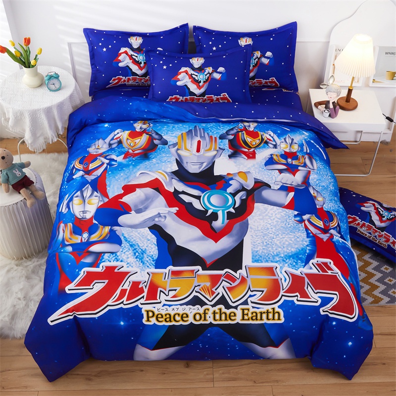 4 IN 1 Cartoon Ultraman Print Bedding Set For Boys Single/Super Single ...