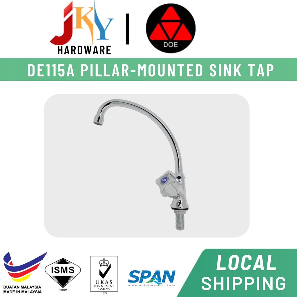 DOE DE115A Pillar Mounted Sink Tap With Swivel Spout Anti Splash ...