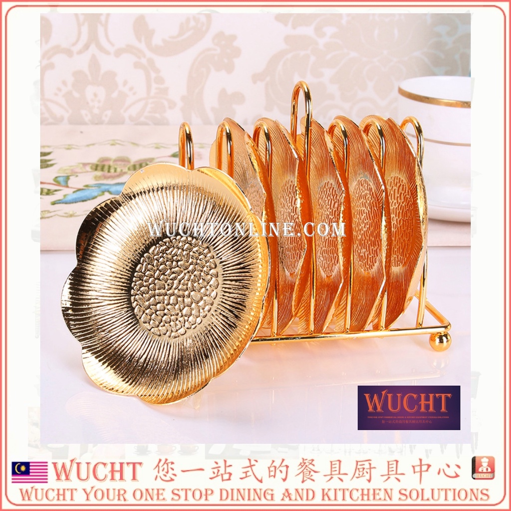 【WUCHT】6pcs Elegant Plate Coaster Set Silver Coaster Gold Coaster ...