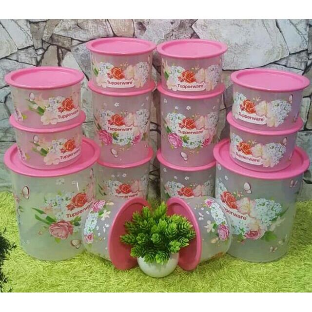 Tupperware Spring Garden One Touch Topper Canister 3L Food container Bekal Tupperware Kedap ...