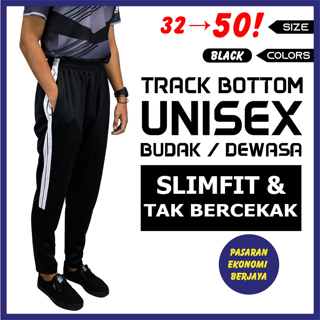 SELUAR TRACK 7306# SLIM CUT TRACK BOTTOM SUKAN UNISEX BUDAK DEWASA ...