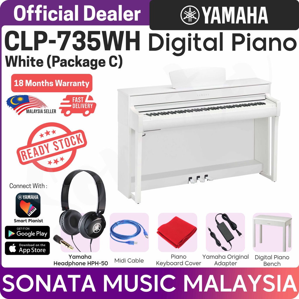Yamaha CLP735WH White Clavinova Digital Piano New Unit Package C (CLP735 / CLP 735 / CLP 745 ...