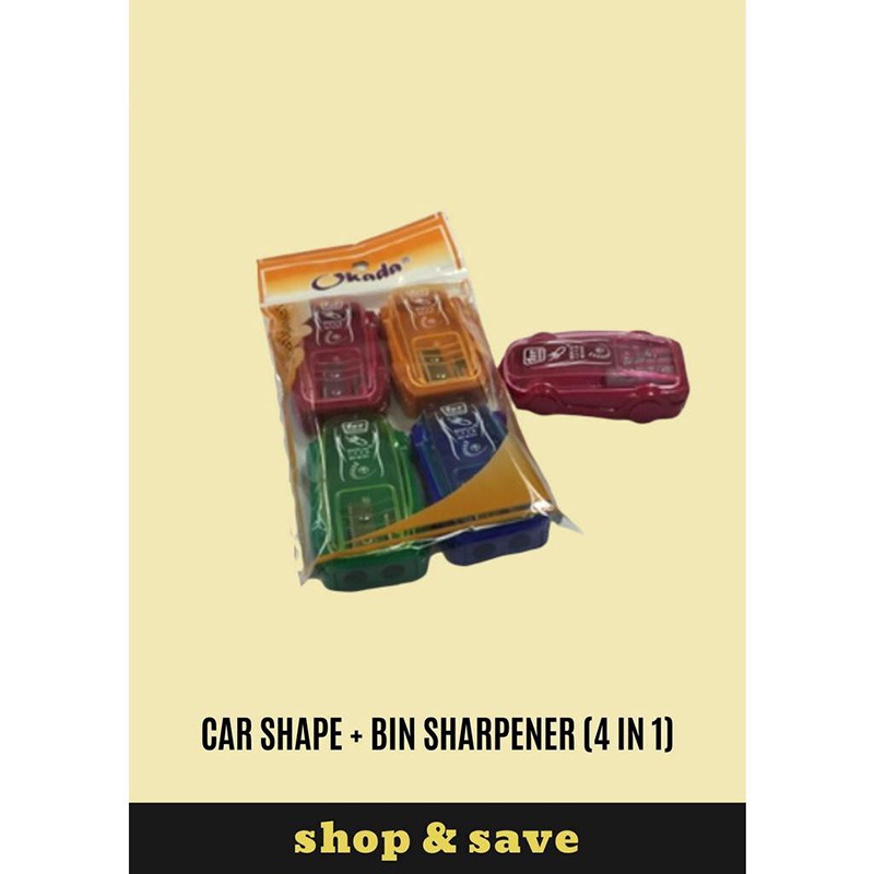 (RM2.20) OKADA CAR SHAPE + BIN SHARPENER (4 IN 1) / SHARPENER / CAR ...