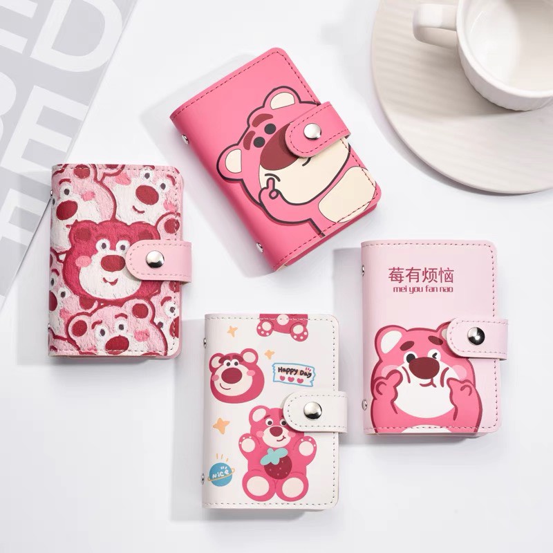 Large Multi-compartment Card Wallet with Cute Strawberry Bear Pattern ...