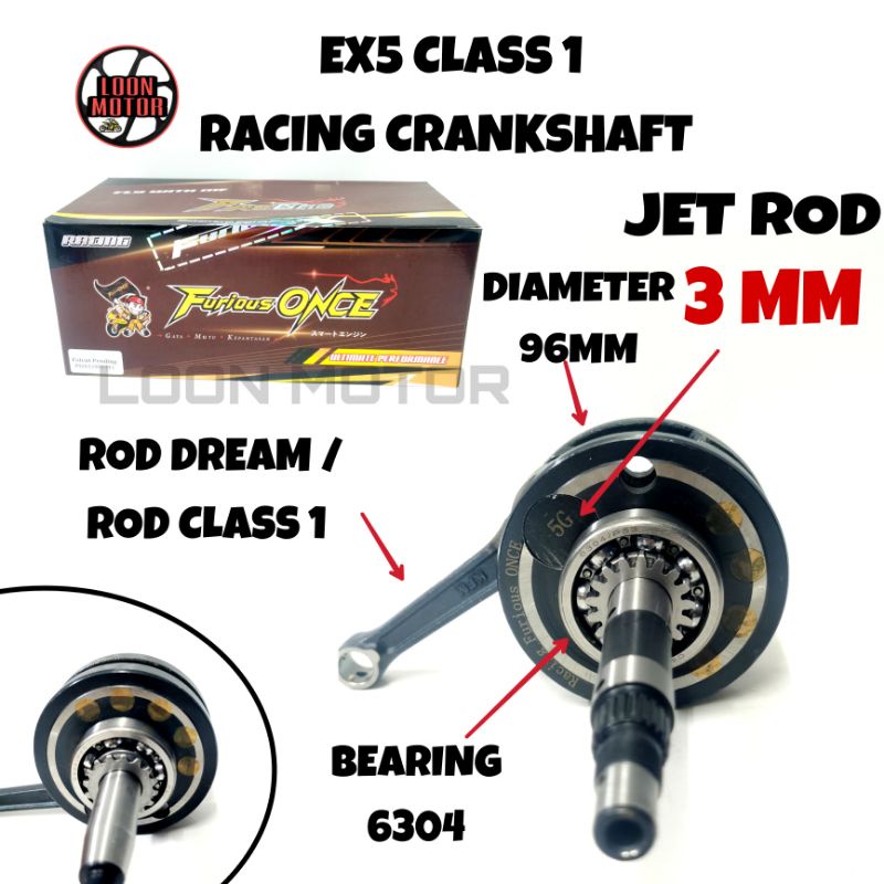EX5 CLASS 1 RACING CRANKSHAFT 5G (COPPER BALANCER) JET ROD 3MM ...