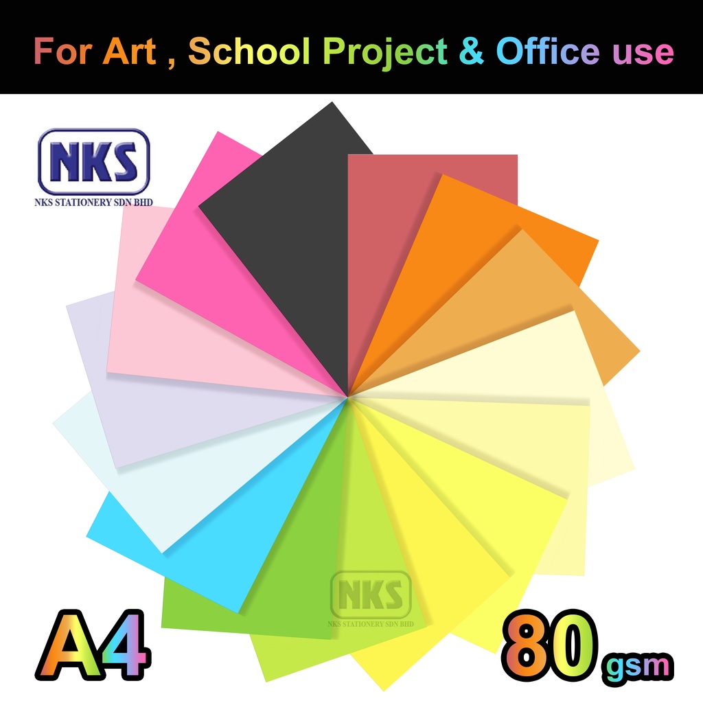 COLOUR PAPER A4 SIZE 80GSM MIX COLOUR (80'S-100'S) | Shopee Malaysia