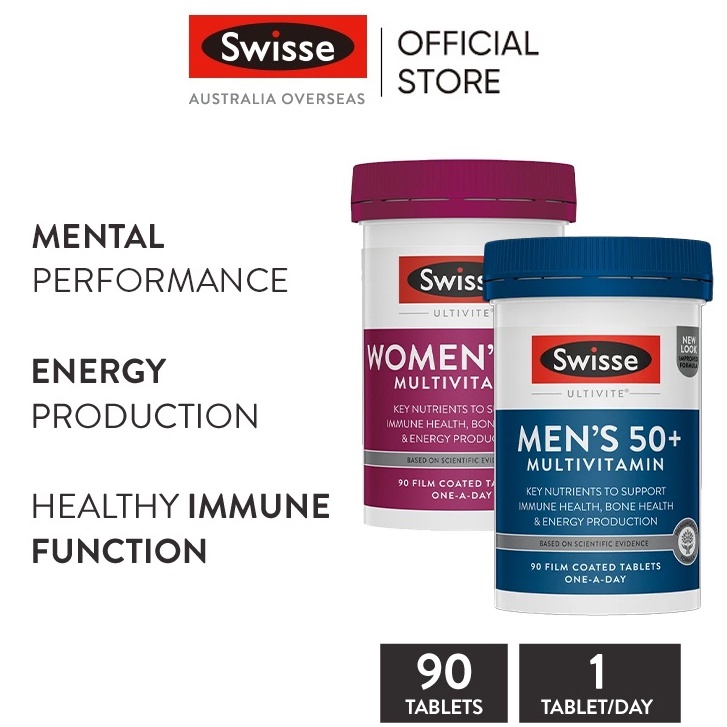 Swisse Ultivite Multivitamin Couple's Pack for Men & Women 50+ (90 Tablets + 90 Tablets ...