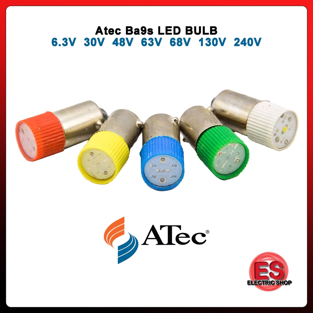 ATEC Ba9s LED Blub 6.3v/30v/48v/63v/68v/130/240v (Red/Yellow/Blue/Green ...