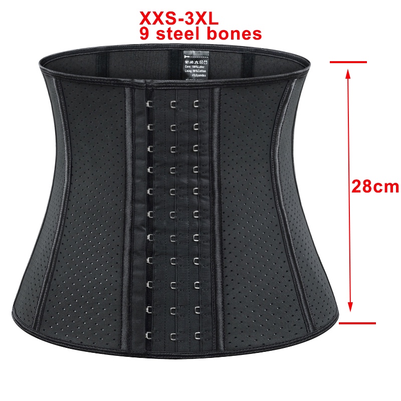 WECHERY Corset 9 Steel Boned Latex Waist Trainer Cincher Slimming ...